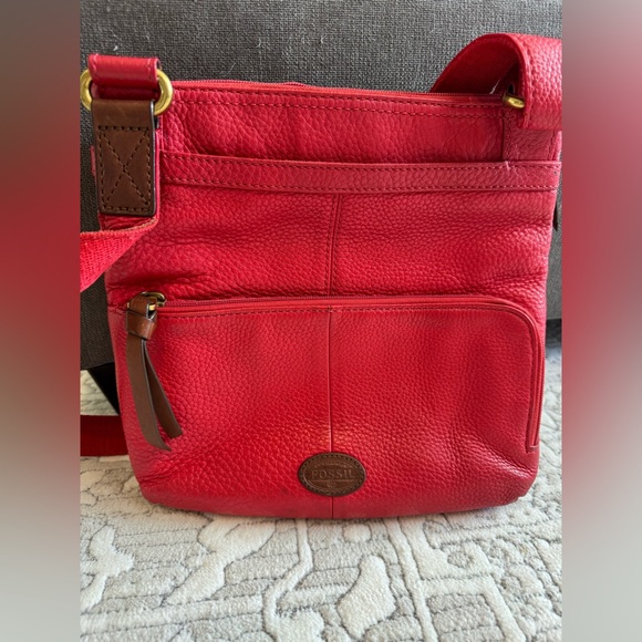 Fossil | Bags | Fossil Red Pebbled Leather Crossbody | Poshmark